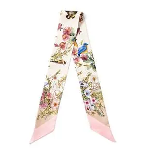 ASPINAL OF LONDON Silk Edwardian Garden Twilly - Brown