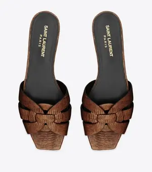 Saint Laurent Leather Tribute Slippers