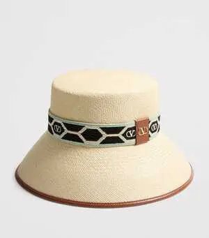 Valentino Garavani Antibes Straw Bucket Hat - Beige