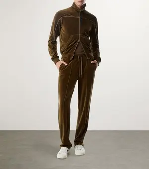 TOM FORD Cotton-blend Velour Sweatpants - Green