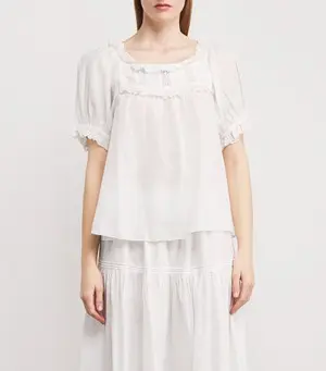 DÔEN Organic Cotton-blend Frances Blouse - White