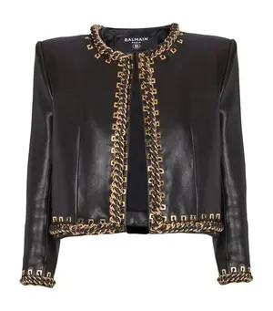 Balmain Leather Chain-detail Jacket