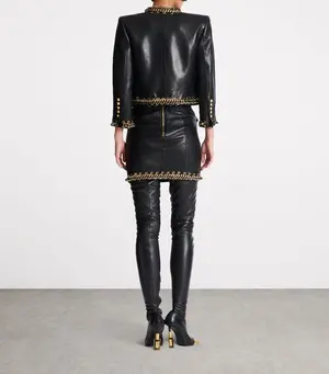 Balmain Leather Chain-detail Jacket