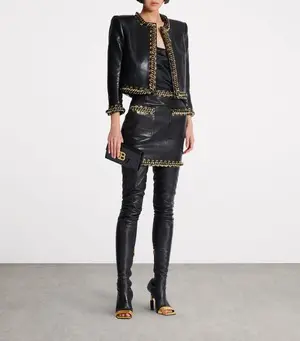 Balmain Leather Chain-detail Jacket