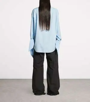Balenciaga Cotton-blend Striped Shirt With Knotted Cuffs