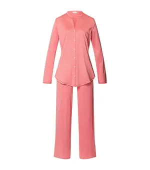 Hanro Cotton Deluxe Long-sleeve Pyjama Set - Orange