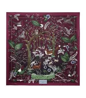 ASPINAL OF LONDON Aspinal Of London Silk Woodland Scarf Burgundy
