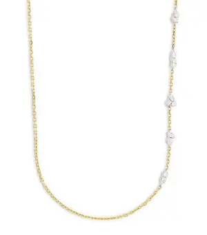 JADE TRAU Yellow Platinum And Diamond Station Necklace - Gold