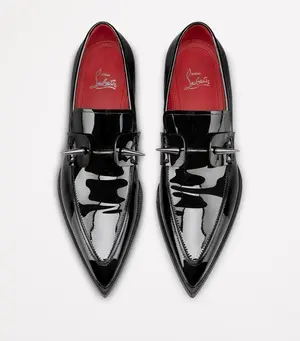 Christian Louboutin Elviriss Patent Leather Spike Loafers  display picture 1