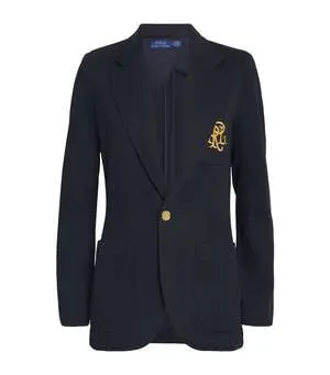 Polo Ralph Lauren Cotton-Blend Blazer With Embroidery Navy