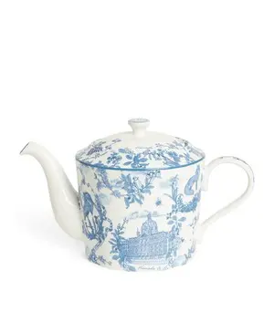Harrods Bone China Toile Teapot - Blue