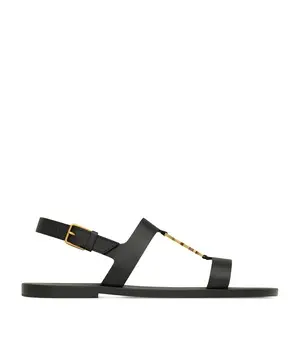 Saint Laurent Calfskin Cassandre Flat Sandals
