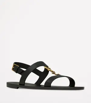 Saint Laurent Calfskin Cassandre Flat Sandals