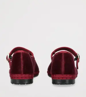 FLABELUS Velvet Mary Jane Espadrilles - Burgundy