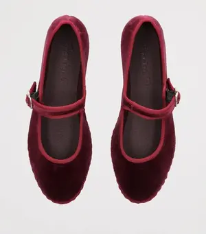 FLABELUS Velvet Mary Jane Espadrilles - Burgundy