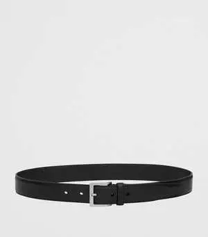 Saint Laurent Leather Boucle Vadim Belt - Black