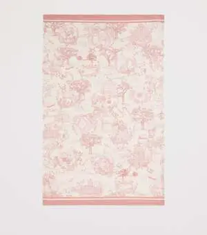 Harrods Set Of 2 Cotton Toile Tea Towels - Pink