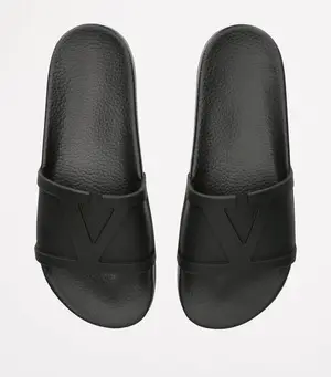 Valentino Garavani Vlogo Signature Slide Sandals - Black