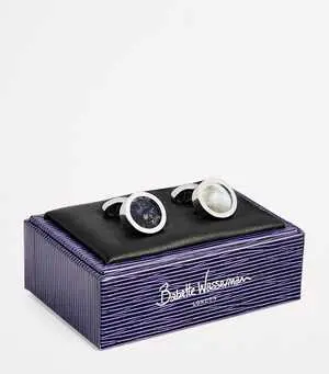BABETTE WASSERMAN LONDON Rhodium-plated Reversible Disc Cufflinks - Ivory
