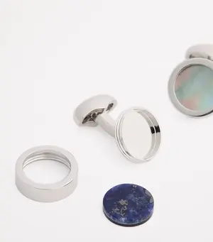 BABETTE WASSERMAN LONDON Rhodium-plated Reversible Disc Cufflinks - Ivory