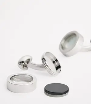 BABETTE WASSERMAN LONDON Rhodium-plated Reversible Disc Cufflinks