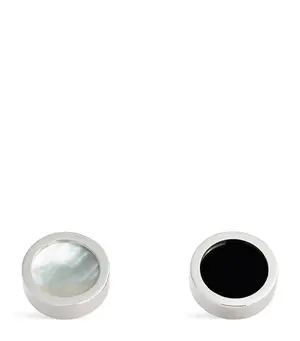 BABETTE WASSERMAN LONDON Rhodium-plated Reversible Disc Cufflinks - Silver