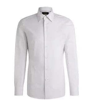 BOSS Regenerative Cotton Striped Shirt - Grey