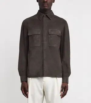 Agnona Suede Overshirt - Brown