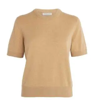 Johnstons Of Elgin Cashmere Short-sleeve Sweater - Beige