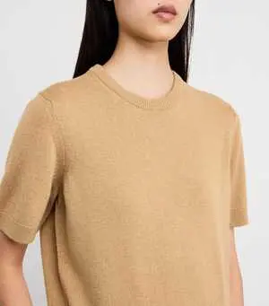 Johnstons Of Elgin Cashmere Short-sleeve Sweater - Beige