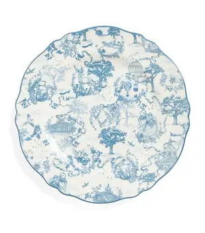 Harrods Bone China Toile Dinner Plate - Blue