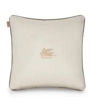 Etro Cotton Bloom Print Embroidered Cushion - Grey
