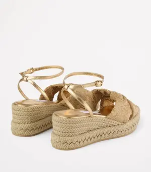 JIMMY CHOO Aella Raffia Wedge Espadrilles - Gold