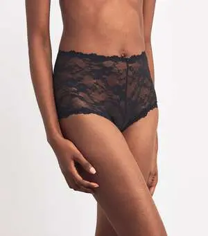 SKIMS Stretch-lace Boyshorts - Black