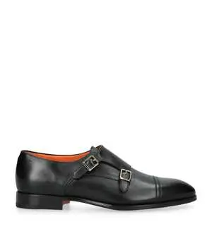 Santoni Leather Adrian Blake Monk Shoes