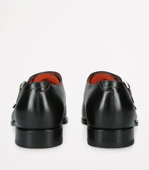 Santoni Leather Adrian Blake Monk Shoes