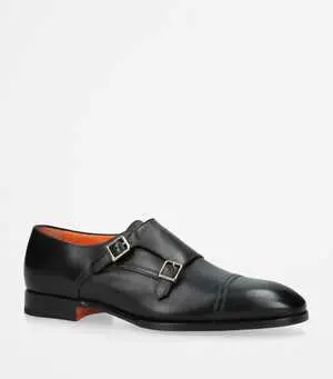 Santoni Leather Adrian Blake Monk Shoes
