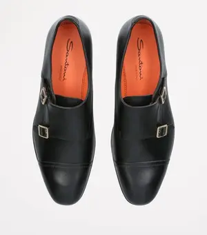 Santoni Leather Adrian Blake Monk Shoes