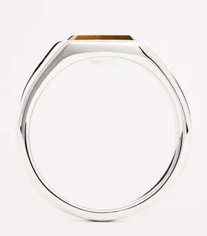 Tom Wood Rhodium-plated Sterling Tiger Eye Ring
