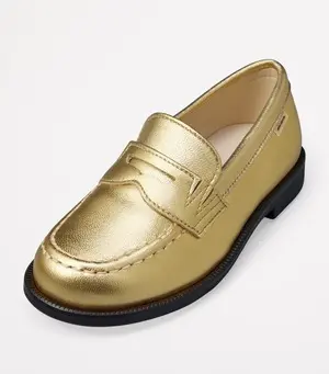 MIKI HOUSE Metallic Leather Loafers