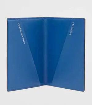 Smythson Leather Panama Passport Cover - Blue