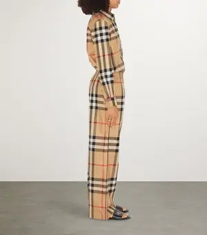 Burberry Cotton Check Trousers - Beige