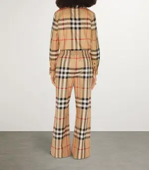 Burberry Cotton Check Trousers - Beige