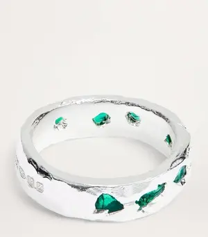 THE OUZE Sterling Silver Ring With Emerald