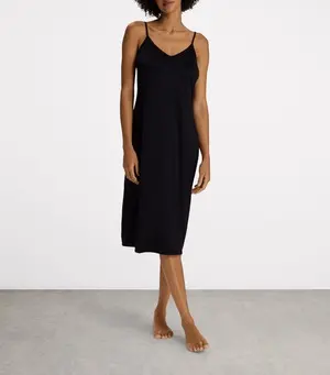 Hanro Stretch-satin Deluxe Slip Dress - Black