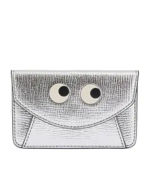 ANYA HINDMARCH Metallic Leather Eyes Card Holder - Black