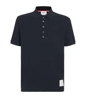 Thom Browne Cotton Appliqué Polo Shirt Navy