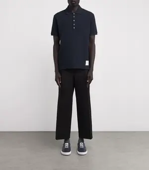 Thom Browne Cotton Appliqué Polo Shirt - Navy