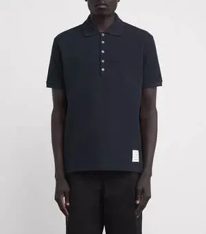 Thom Browne Cotton Appliqué Polo Shirt - Navy
