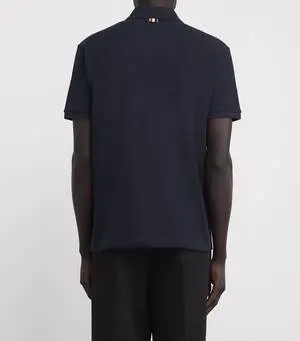 Thom Browne Cotton Appliqué Polo Shirt - Navy